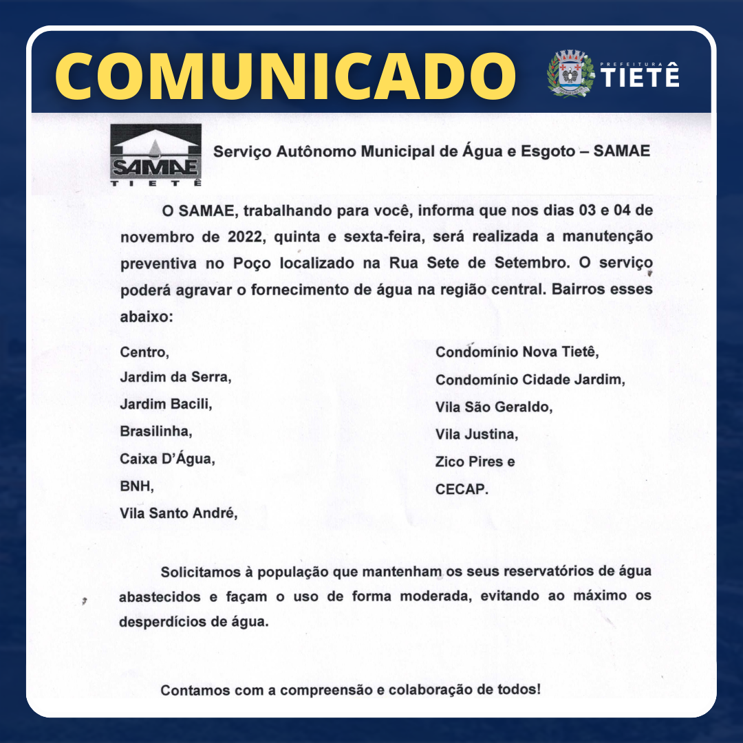 COMUNICADO - SAMAE